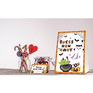 Halloween Bridal Shower Game Sign and Card, Halloween Guess How Many Party Game Set, 1 Sign With 50 Guess Tickets –LK-014