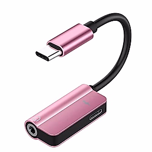 1Pc USB Type C to 3.5mm Jack Type C Audio Splitter Headphone Cable Earphone Aux 3.5 Adapter Charger USB-C (Pink, One Size)