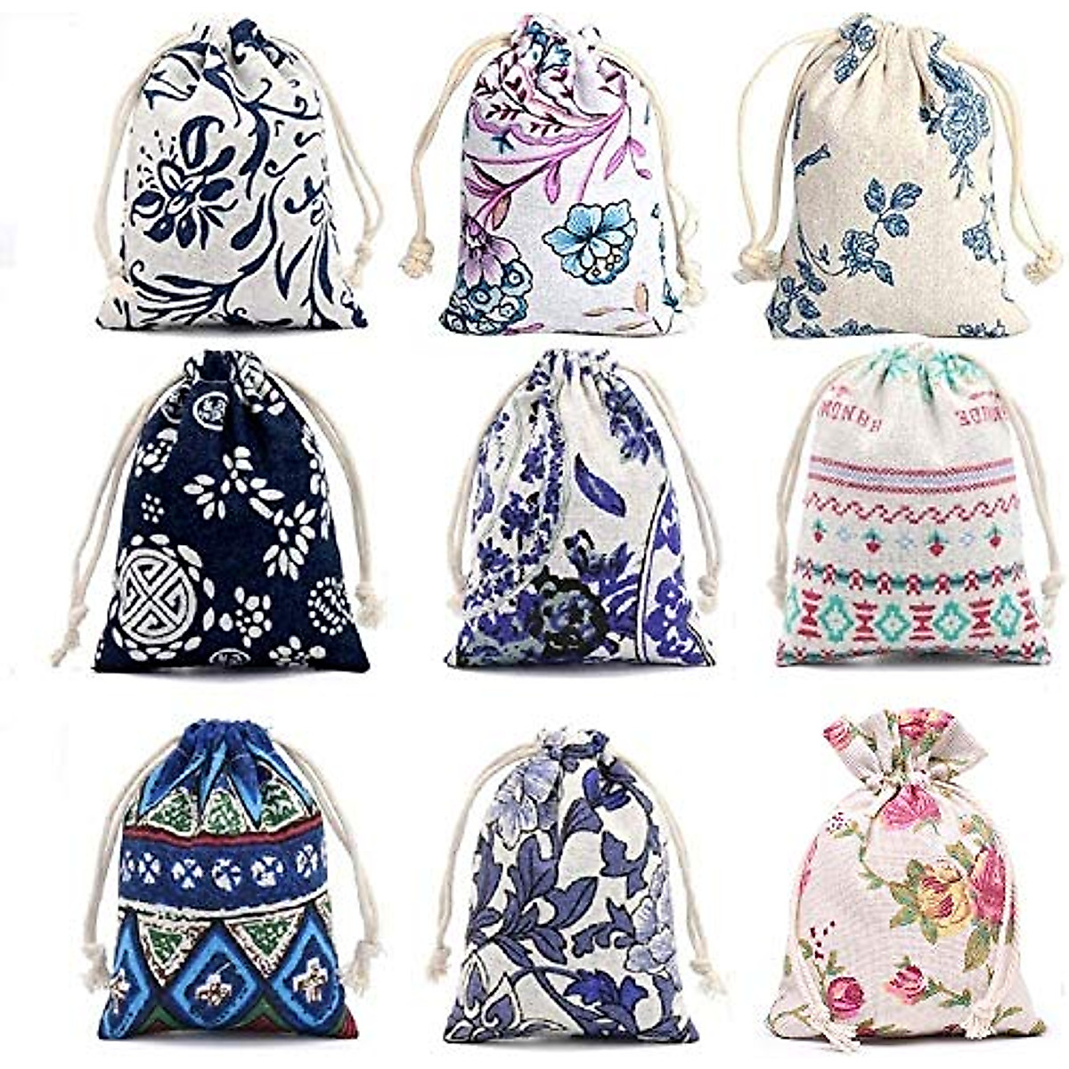 Burlaps Bags with Drawstrings- Jewelry Pounches Sacks Fabric Linen Packing Storage Gift Bag for Wedding Party Shower Christmas Birthday Thanksgiving Halloween DIY Craft, 27 Pcs (5 x 7 inch)