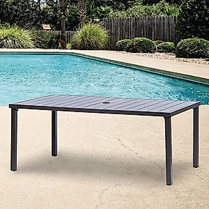 Mod Furniture Carter 7-Piece Patio Dining Set, Modern Patio Furniture, Outdoor Dining Set for 6 with All-Weather Aluminum Frames, Padded Dining Chairs, and Slat Table