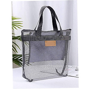 Beach Bag Mesh Shower Caddy Portable Hanging Quick Dry Bath Tote Organizer for Beach Swimming Grey Creative
