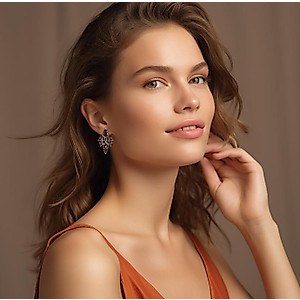 ATIMIGO Black Rhinestone Cluster Drop Earrings Elegant Crystal Statement Earrings Formal Prom Earrings for Women