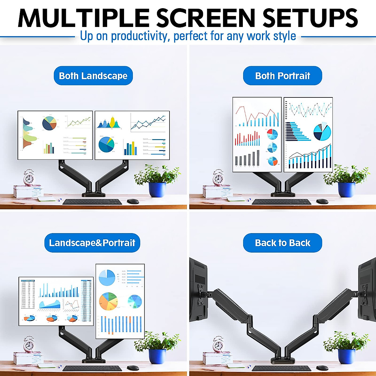 MOUNTUP Normal Dual Monitor Stand & Ultrawide Single Monitor Mount Bundle