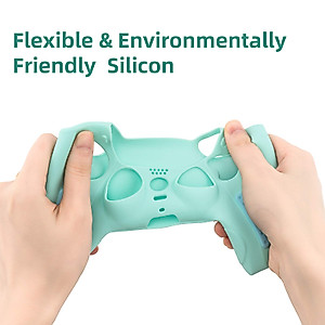 GeekShare PS5 Controller Skin Anti-Slip Silicone Skin Protective Cover Case for Playstation 5 DualSense Wireless Controller Smooth Touching Sense, Blue & Green