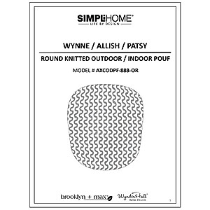 Pemberly Row Round Pouf Ottoman, Small Hand Knitted Hassock Footrest for Living Room, Cotton Woven Bean Bag Foot Stool for Couch, Orange Cloth Puff Chair for Floor, 18"x18"x18"