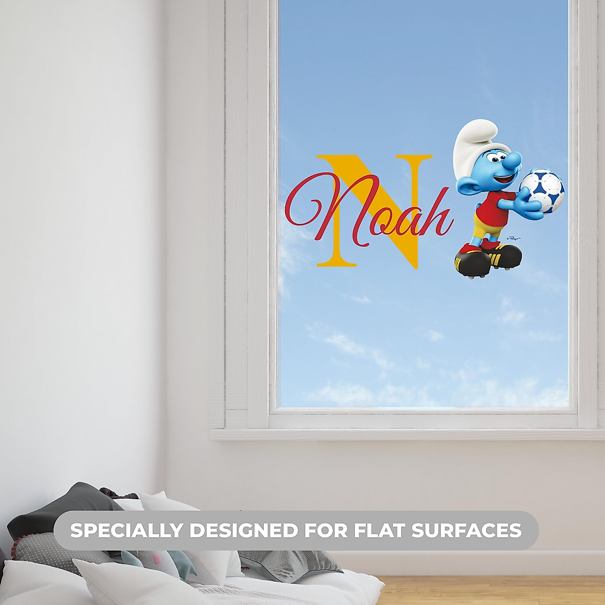 EGD Personalized The Smurfs Wall Decor I Name & Initial Soccer The Smurfs Wall Decals I Custom Name for Your Baby Room Decoration I Nursery Decor for Girls & Boys I Multiple Options for Customization