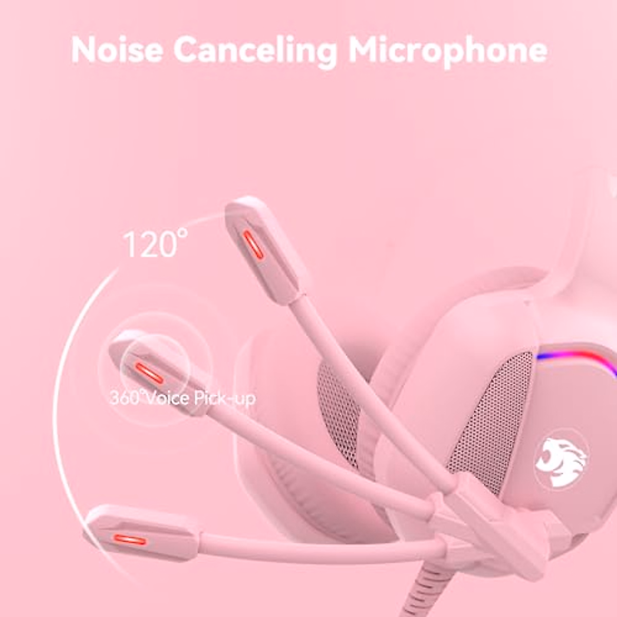 IMYB A36 Gaming Headset with Microphone for Pc, Xbox One Series X/s, Ps4, Ps5, Switch, Stereo Wired Noise Cancelling Over-Ear Headphones with Mic, RGB, for Computer, Laptop, Mac, Gamer (Pink)