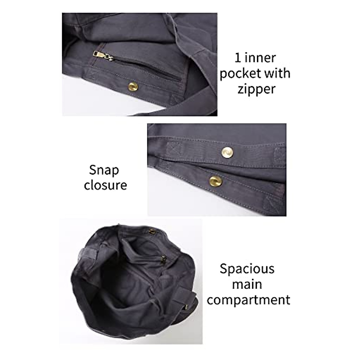 Jeelow 20oz Washed Canvas Tote Shoulder Crossbody Bags Purse Handbag For Men & Women Adjustable Strap