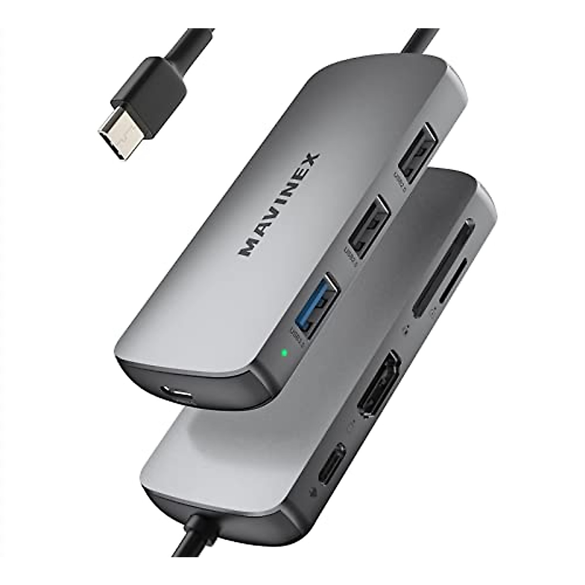 MAVINEX USB-C Hub, 8-in-1 USB-C to 4K HDMI AVINEX USB-C Adapter with USB 3.0 Port, USB 2.0 Ports, SD/Micro SD Card Reader, 100W Power Supply, Compatible with MacBook Pro Air HP XPS and