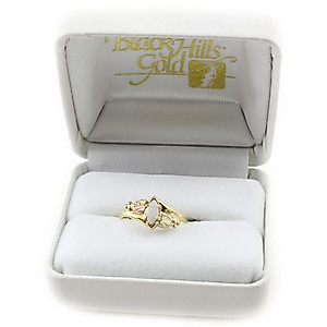 Opal Cabochon Marquise Ring, 10k Yellow Gold, 12k Green and Rose Black Hills Gold Size 8