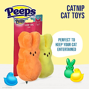 Peeps for Pets Peeps Bunnies Plush Catnip Cat Toys in Orange and Yellow, 4"- 2 Count | Small Cat Toy Set with 2 Cat Toys | Catnip Cat Toys Plush Cat Toys from Peeps Marshmallow Candy Brand (FF20244)