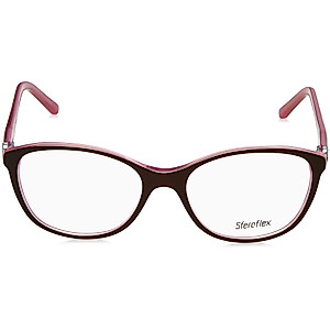 Sferoflex Women's SF1548 Square Prescription Eyewear Frames, Top Plum On Opaline Pink/Demo Lens, 52 mm