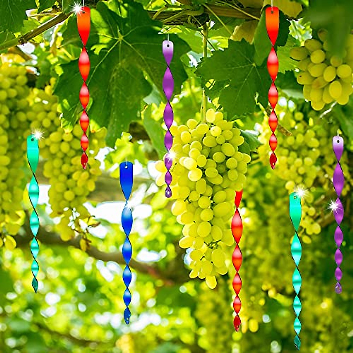 Hausse 30 Pack Bird Repellent Reflectors Scare Rods, Hanging Colorful Plastic rod Reflective Bird Deterrent Device, Glossy Finish Garden Decorative Scare Bird Away, Like Woodpeckers, Pigeons and Geese