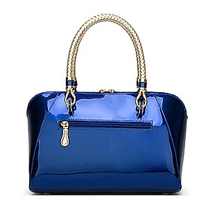Royal Blue Purse for Women Crossbody Shiny Patent Leather Handbags Dome Satchel Handbags Medium Size