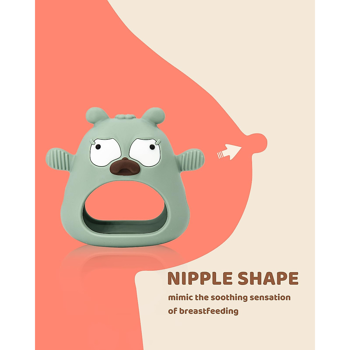 Baby Teething Toy Silicone Teething Mitten for Babies Over 3 Months Anti Dropping Wrist Hand Teethers Baby Chew Toys for Sucking Needs, BPA Free (Olive)