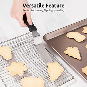 Icing Spatula, U-Taste Offset Spatula Set with 6", 8", 10" Blade,Stainless Steel Angled Cake Decorating Frosting Spatula Set of 3 (Black)