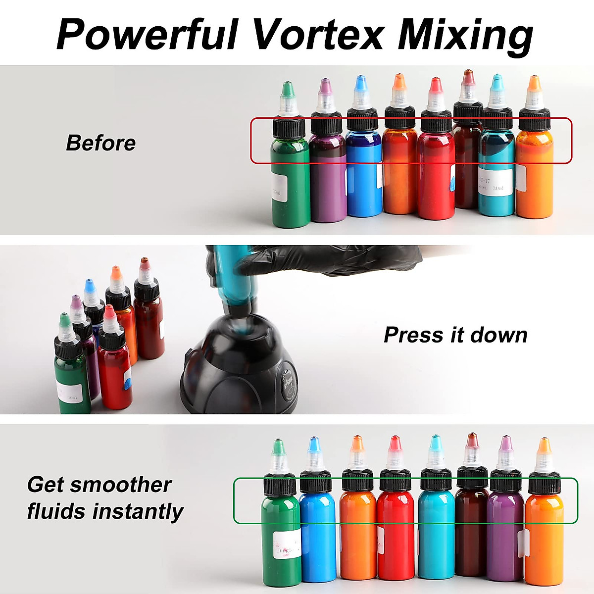 STIGMA Wireless Mini Vortex Mixer with Touch Function 5200 rpm for Lab Mixing, Lab Paint Shaker, Tattoo Ink, Nail Polish, Eyelash Sharker, Lacquer Shaker Liquid Bottle Pigment Shaker Ink Mixer JBQ-005