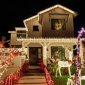 Decute Christmas Decorations Lights Outdoor 416 LEDs 35.5FT 78 Drops, Waterproof 8 Modes Curtain Lights Fairy String Light for Christmas Decor Holiday Wedding Eaves Window Party Yard Garden Warm White