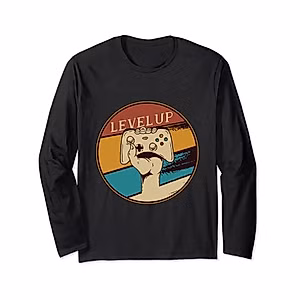 Level Up Gaming Vintage Retro Funny Sunset Long Sleeve T-Shirt