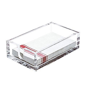 IEEK Acrylic Guest Towel Napkin Holder,Clear Bathroom Paper Hand Towels Storage Tray Modern Buffet Napkin Caddy,Fancy Flat Napkin Holders For Kitchen or Dining Room,9x5.5x2.5 Inch,Pack of 1