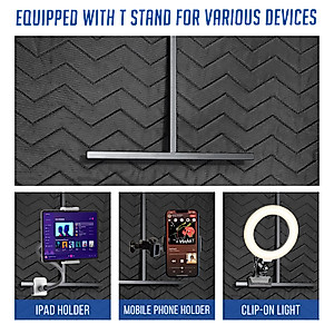 Vocal Booth L Size Studio Sound Booth for Recording Dry, Echo-Free Vocals - 80% Reverb Reduction & 360° Isolation - Clipmount, Lights & Travel Bag Included