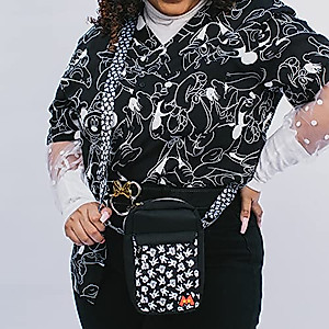 Buckle Down Disney Bag, Cross Body, Mickey Mouse Hand Gestures Scattered Black White, Canvas