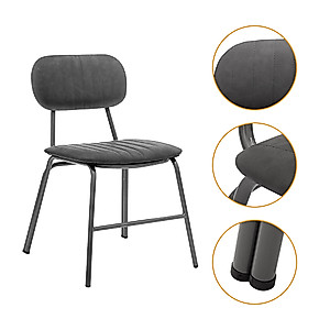 CangLong Homestripe Home Laurette Collection Modern Style PU Upholstered Dining Chair (Set of 2) with Stainless Steel Frame & Legs