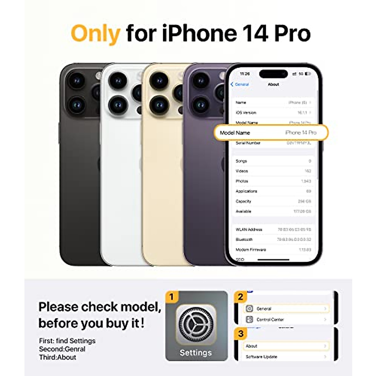 andobil for iPhone 14 Pro Case with Stand [Built-in Invisible Kickstand] [Military Grade Protection] Shockproof Translucent Slim Protective Case for iPhone 14 Pro 6.1 Inch 2022, Matte Purple