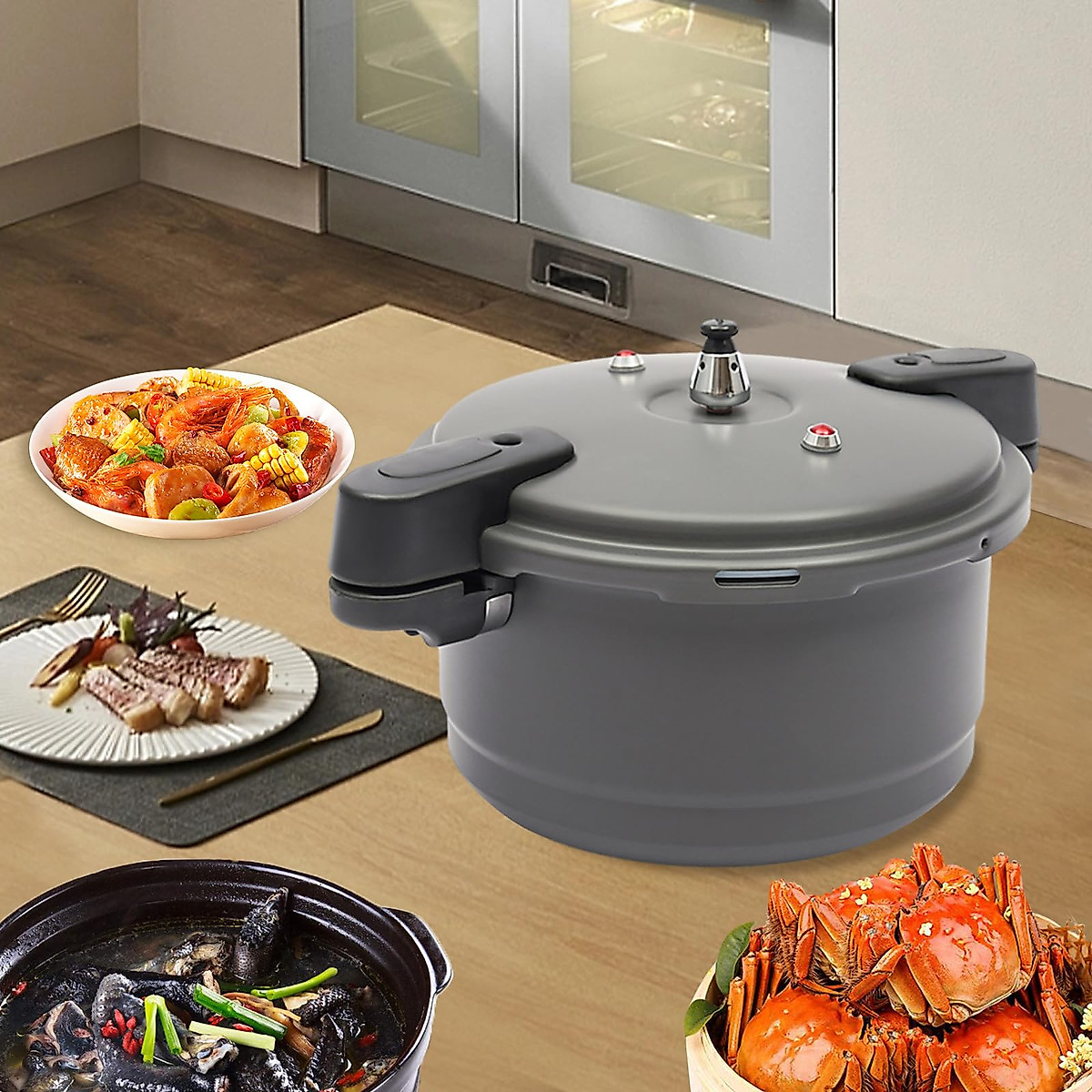 LYNICESHOP Aluminum Pressure Cooker, Gas stove Electric stove Pressure Cooker 9L/9.5-Quart Aluminum Canner and Cooker, Cook Delicious Food in Less Time for All Kinds of Stoves