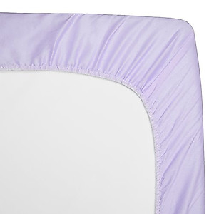 American Baby Company 100% Natural Cotton Percale Fitted Crib Sheet for Standard Crib and Toddler Mattresses, Lavender, Soft Breathable, for Girls