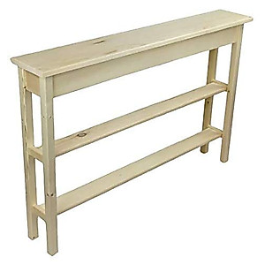 46" Narrow Console Sofa Table - Unfinished Foyer Pine Table With 2 Bottom Storage Shelf