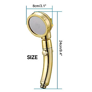 SEYNUR Drill-Free High Pressure Handheld Shower Head with ON/Off Pause Switch 3 Spray Modes Water Saving Showerhead, Detachable Shower Accessories (Gold)