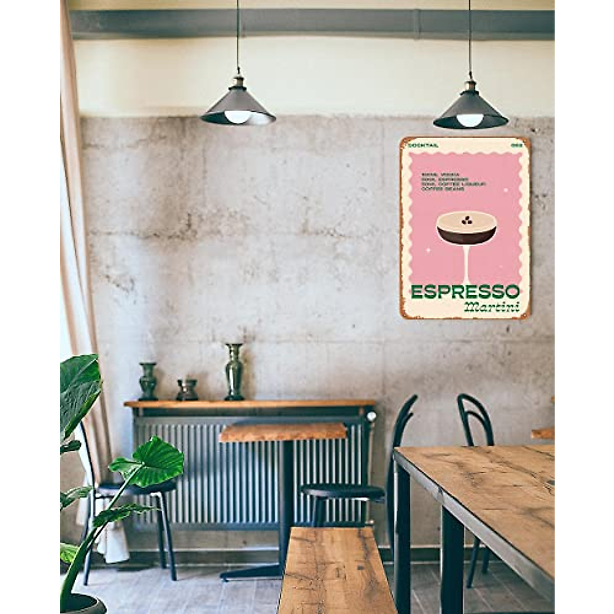 Decleezw Cocktail Espresso Martini Metal Signs Retro Print Wall Art Illustration Poster Bar Kitchen Room Decor 12x8 inch, 8inch*12inch