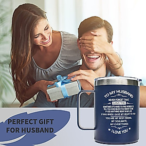 CHIUTUUY Personalized Gifts for Men, 14 OZ Stainless Steel Double Wall Insulated Coffee Mug/Tumbler with Lid and Straw, Funny Gifts for Him on Birthday, Anniversary, Valentine's Day (For Husband)