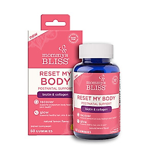 Mommy's Bliss Postnatal Support Reset My Body Gummies with Biotin & Collagen, Supports Postpartum Energy, Healing & Joint Health + Hair, Skin & Nails Health, Gluten Free, 60 Gummies (30 Servings)