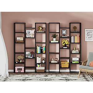 LITTLE TREE 14 Cube Bookshelf Bookcase for Small Space,Black