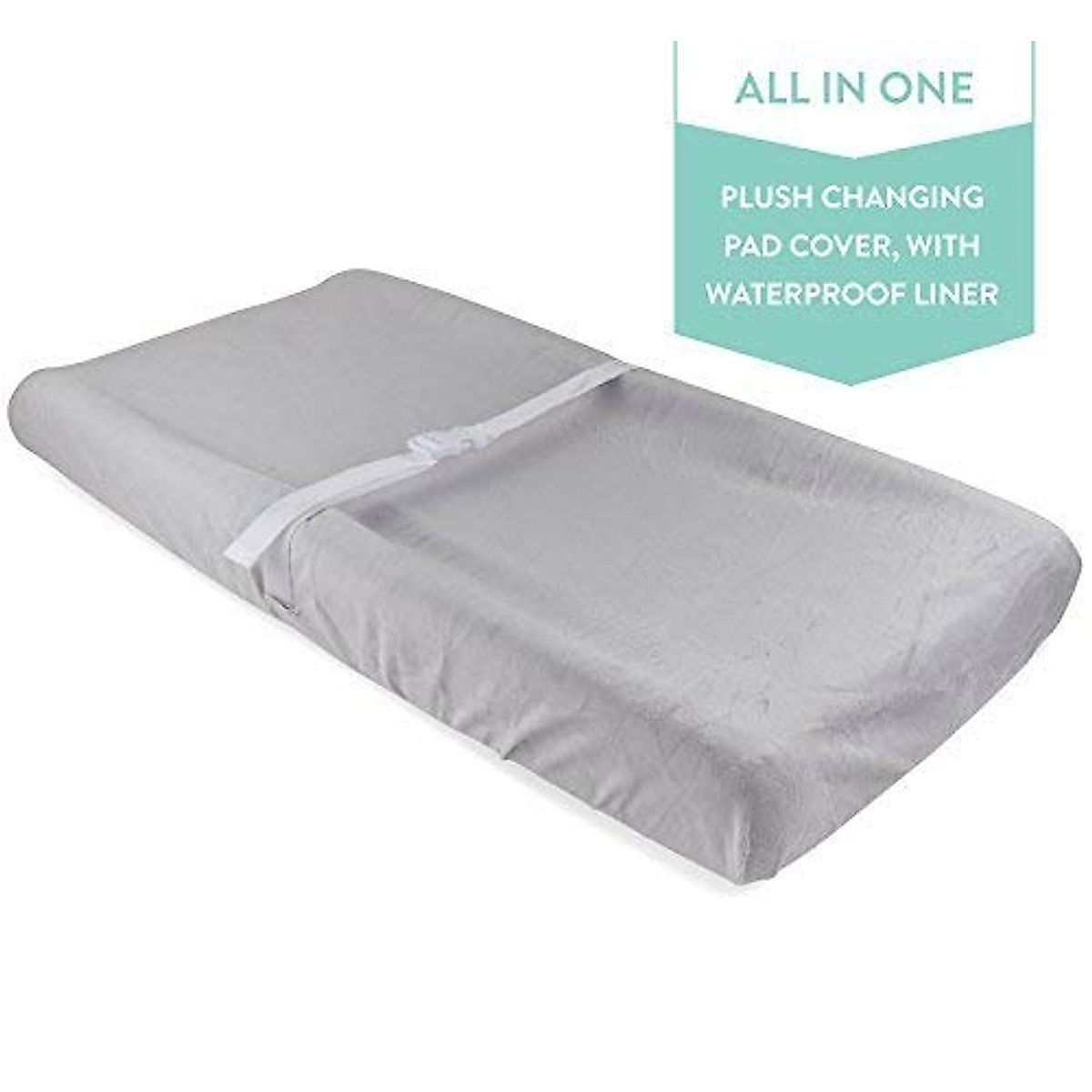 Ely's & Co. Patent Pending Waterproof Plush Change Pad Cover 100% Cotton Velvet | no Need for Changing Pad Liner (Grey)