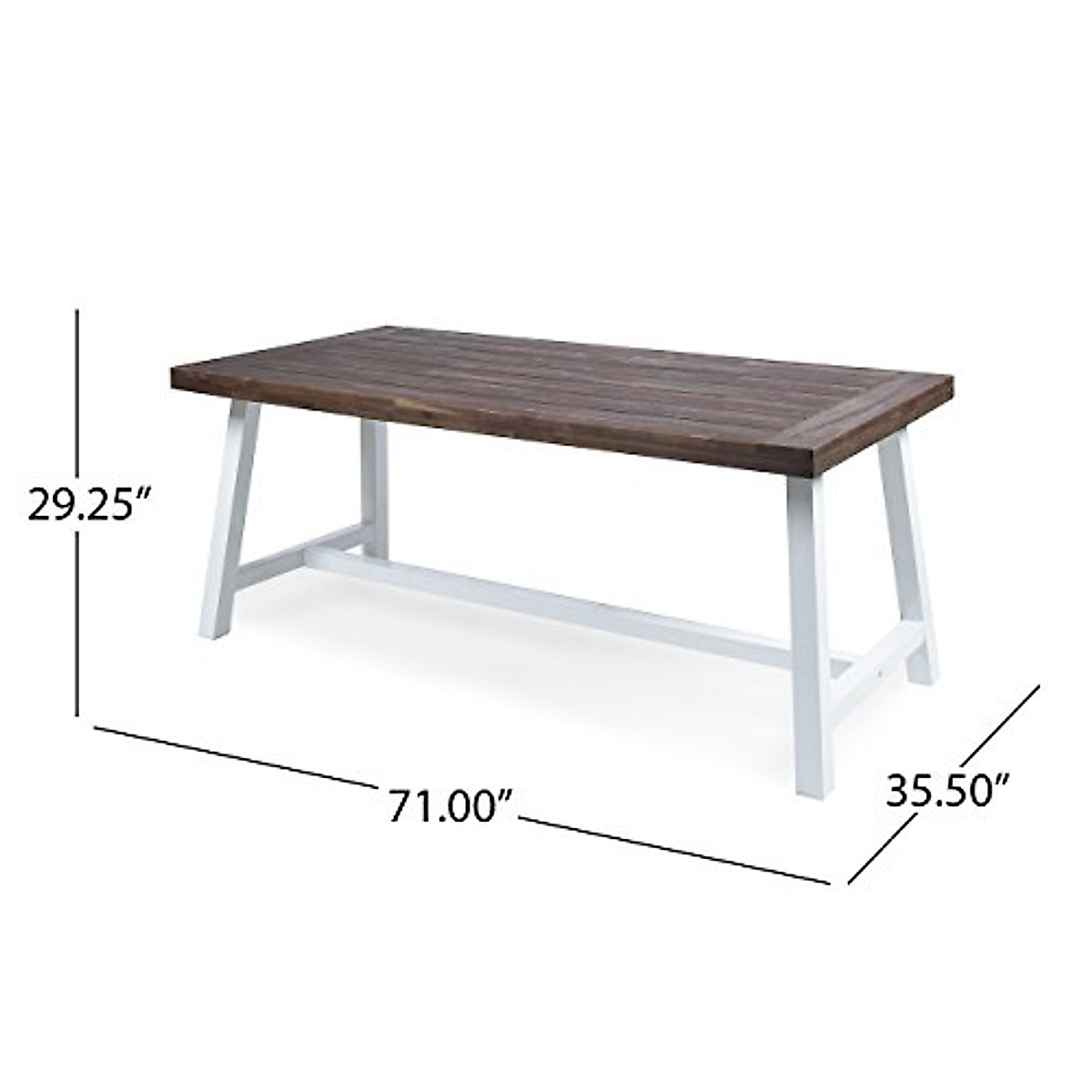 GDFStudio Cytheria Indoor Farmhouse 3 Piece Acacia Wood Picnic Set Finish Frame, Sandblast Dark Brown + White Rustic Metal