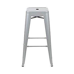 Flash Furniture Lily 30" High Metal Indoor Bar Stool in Silver - Stackable Set of 4