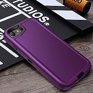 WeLoveCase iPhone SE 2022/2020 Case, Cover 3 in 1 Full Body Heavy Duty Protection Hybrid Shockproof TPU Bumper Protective Case for Apple iPhone SE 2nd Generation & iPhone 7/8 Purple