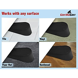 Extra Large Rubber Door Stoppers - Door Stop Wedge, Heavy Duty Jumbo Flexible Door Holder - Black 2 Pack - Non Marking Anti Slip Jammer