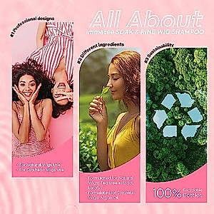 immetee 2 in 1 Shampoo & Conditioner for Wig, Soak & Rinse Wig Shampoo for Human and Synthetic Hair, Prolong Wig life. 300ml/10.1fl oz (For Natural Wigs)