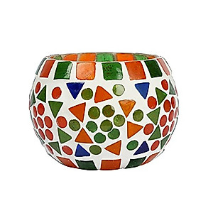 Set of 5 Tea Light Candle Holder Bowl Mosaic Glass Votive Candle Holder Decorative Candle Holder Tealight Bowl Tea Night Light Holders Handmade Artwork Gifts for Home Decor/Party Decorations