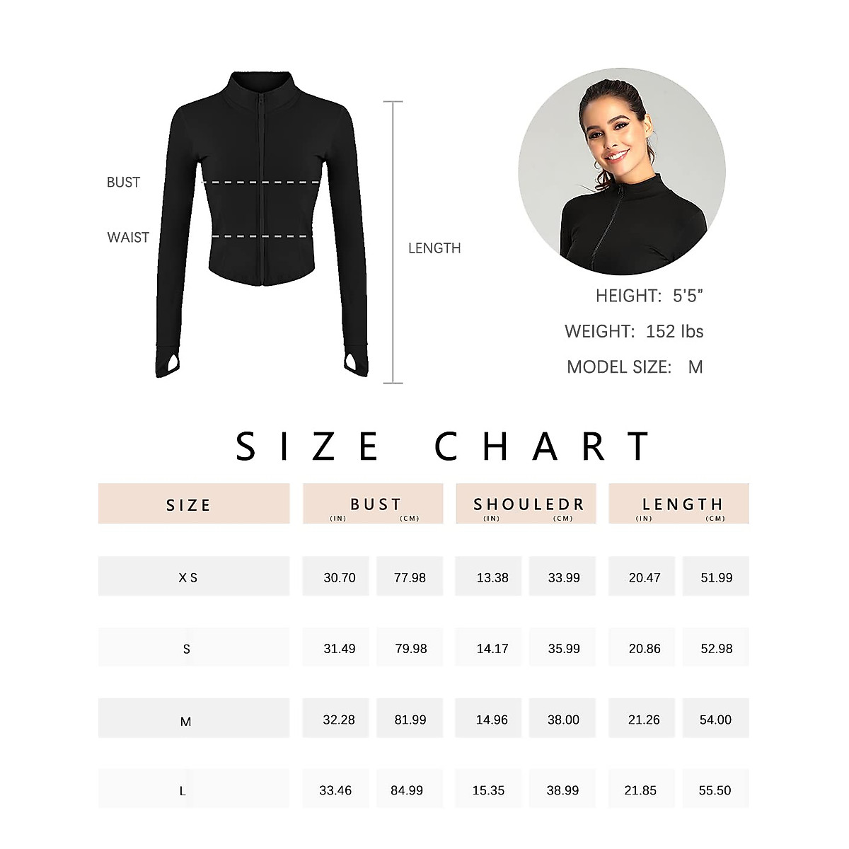 Gacaky Women's Athletic Jacket Lightweight Full Zip Up Yoga Jacket Cropped Workout Slim Fit Tops with Thumb Holes Black S