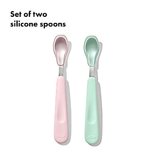 OXO Tot Feeding Spoon Set with Soft Silicone - Opal and Blossom