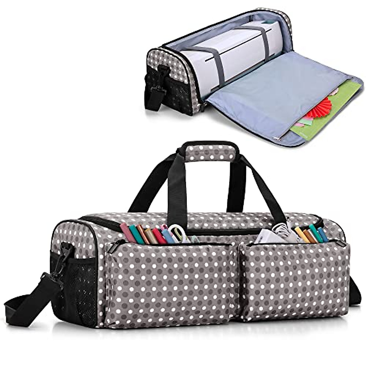 YARWO Craft Tote Bag Compatible for Cricut Die-cut Machine and Cutting Mat(12 x 12), Travel Carrying Case Compatible with Cricut Explore Air (Air 2), Cricut Maker and Accessories, Dots