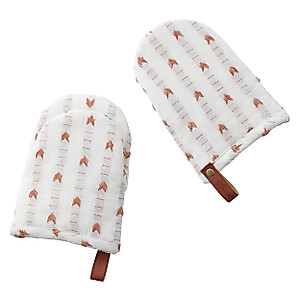 B. Smith 6 Piece Kitchen Set with 1 Half-Apron, 2 Mini Oven Mitts, 1 Pot Mitt, 2 Pot Handle Holders, Terracotta Ivory Ikat Print