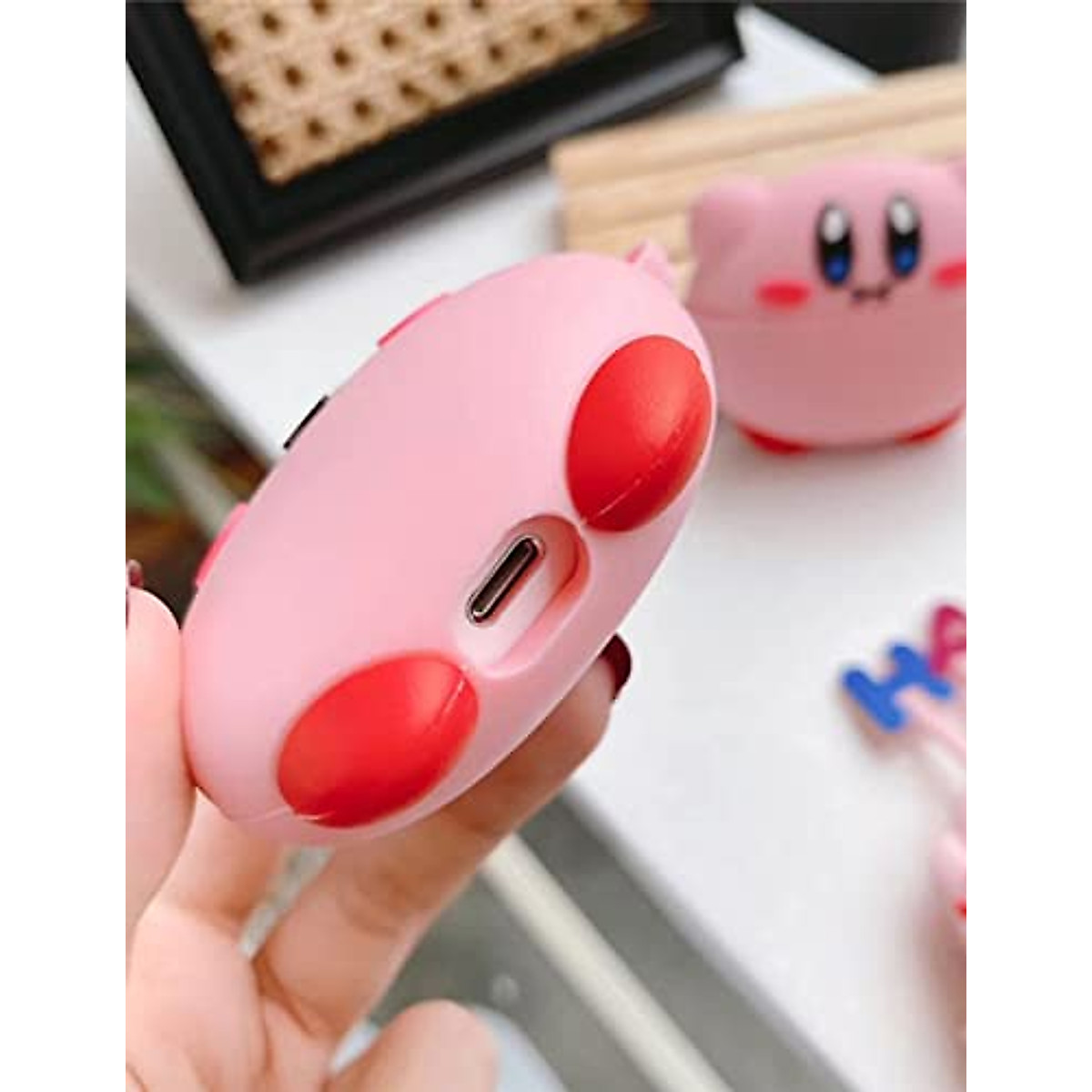 Cute Case for Apple Airpod 2nd Generation AirPods Case Cover 3D Kawaii Funny Food Design Silicone Shell Anti-Fall Cover for AirPods Charging Case for Girls Women Boy Men (AirPods 2/1, Pink Monster)