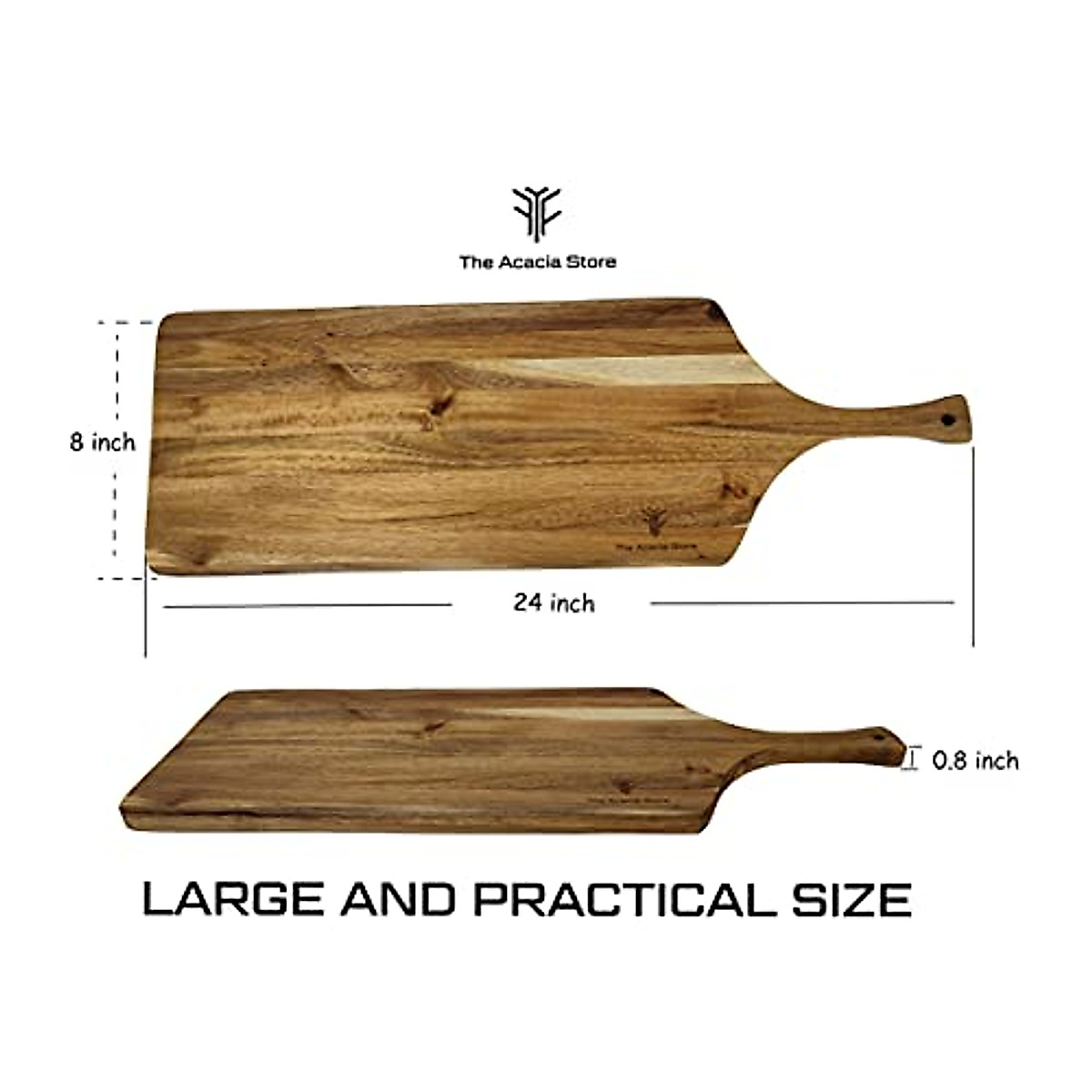 Acacia Wood Long Charcuterie Board, Made in Vietnam 24 x 8 x 0.8 Inch