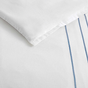 Nautica - King Duvet Cover Set, Soft Bedding with Matching Shams, Embroidered Hotel-Inspired Home Decor (Alden Chambray Blue, King)